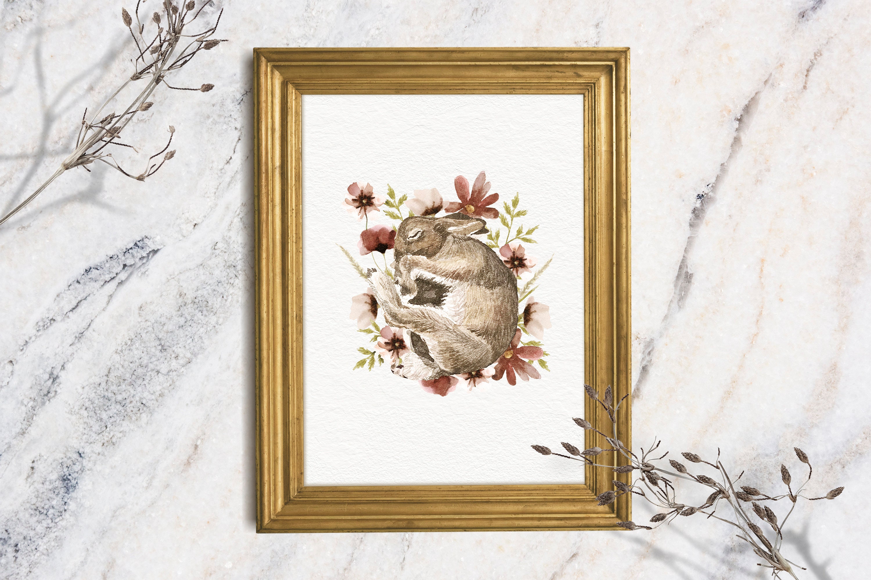Bunny Art Print, Rabbit Watercolor Painting Print, French Country ...