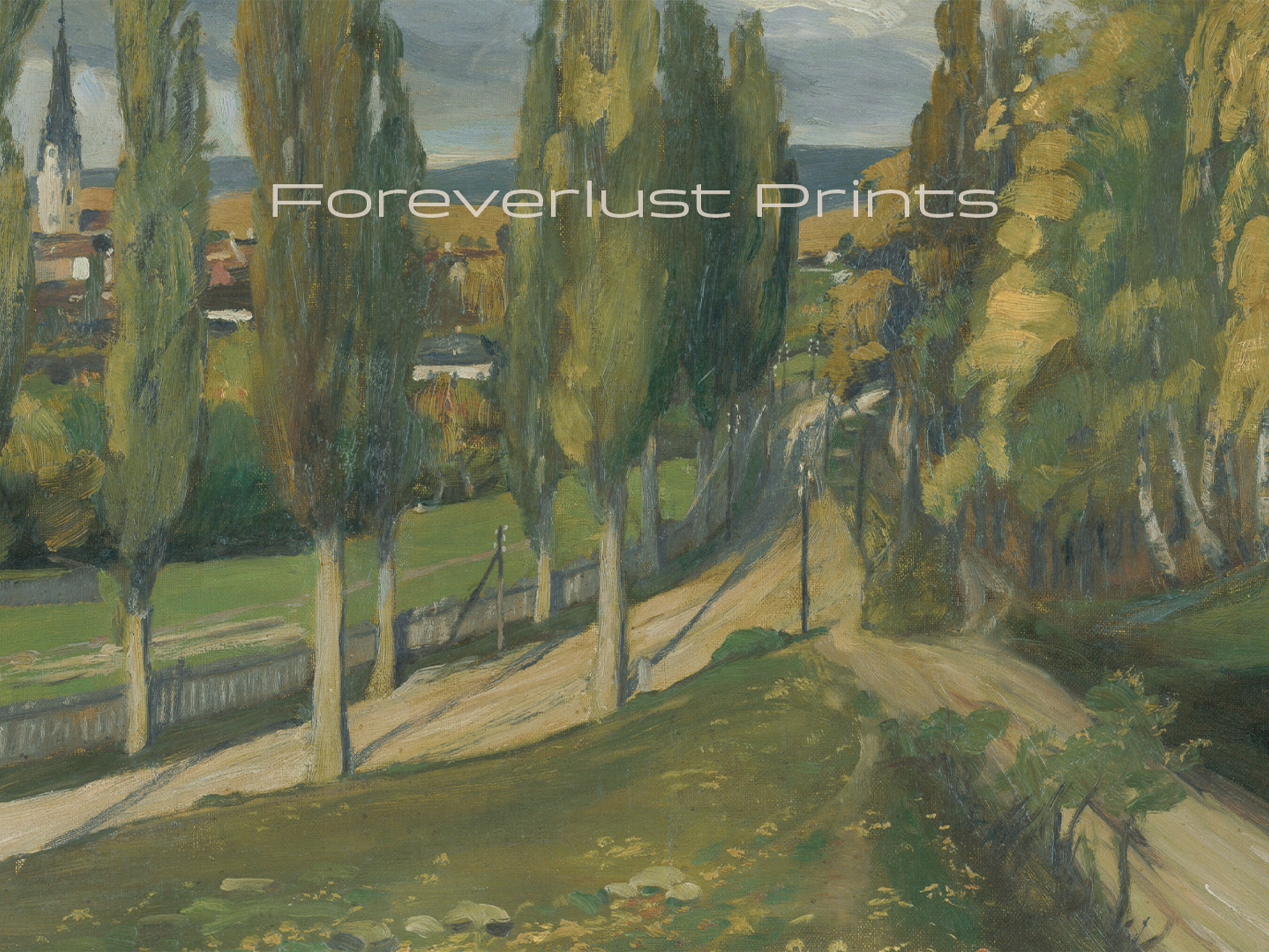 French Country Art Print, Vintage European Landscape Oil Painting ...