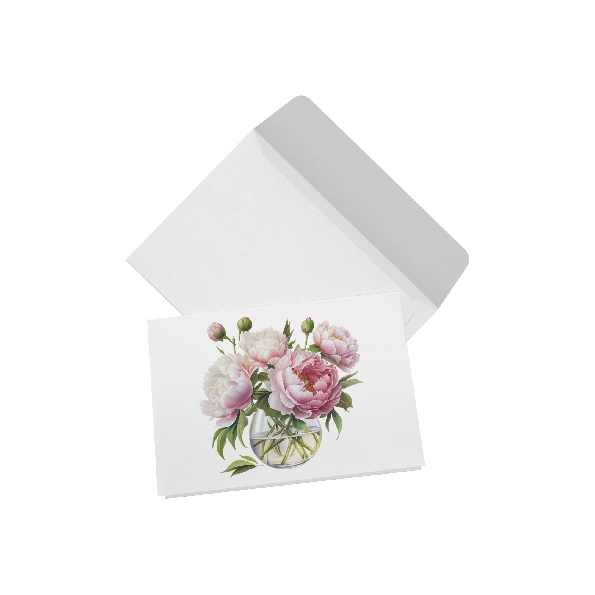 Peony Cards With Envelopes, Watercolor Floral, Blank Note Card Pack of ...