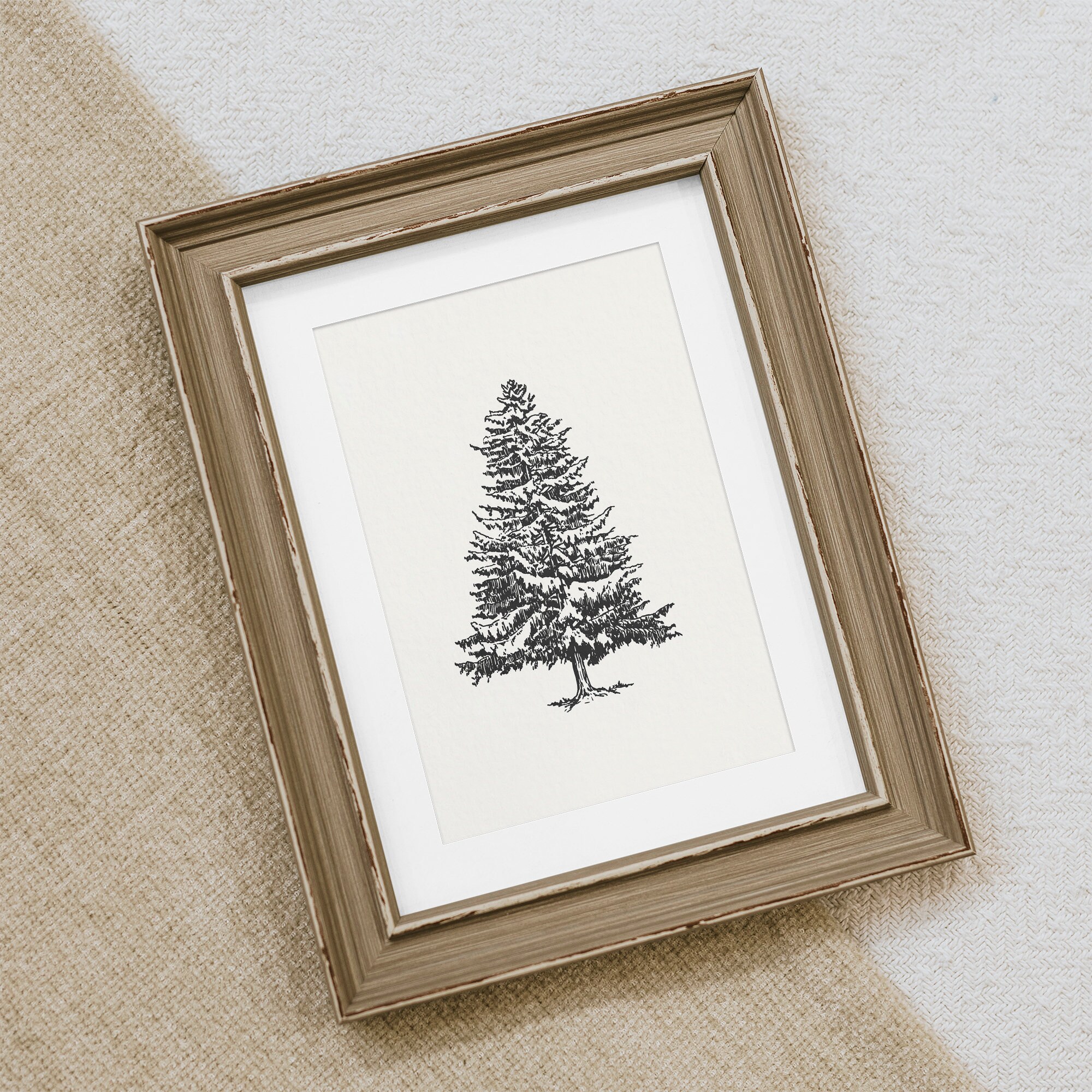 Pine Tree Art Print Tree Ink Sketch Print Minimalist Winter - Etsy