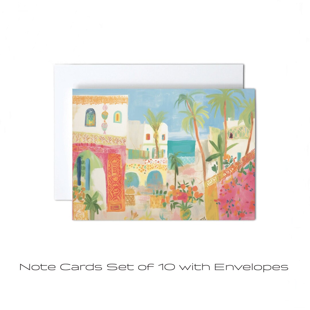 Dopamine Dream Colorful Paradise Cards, Island Beach Note Card Set of ...