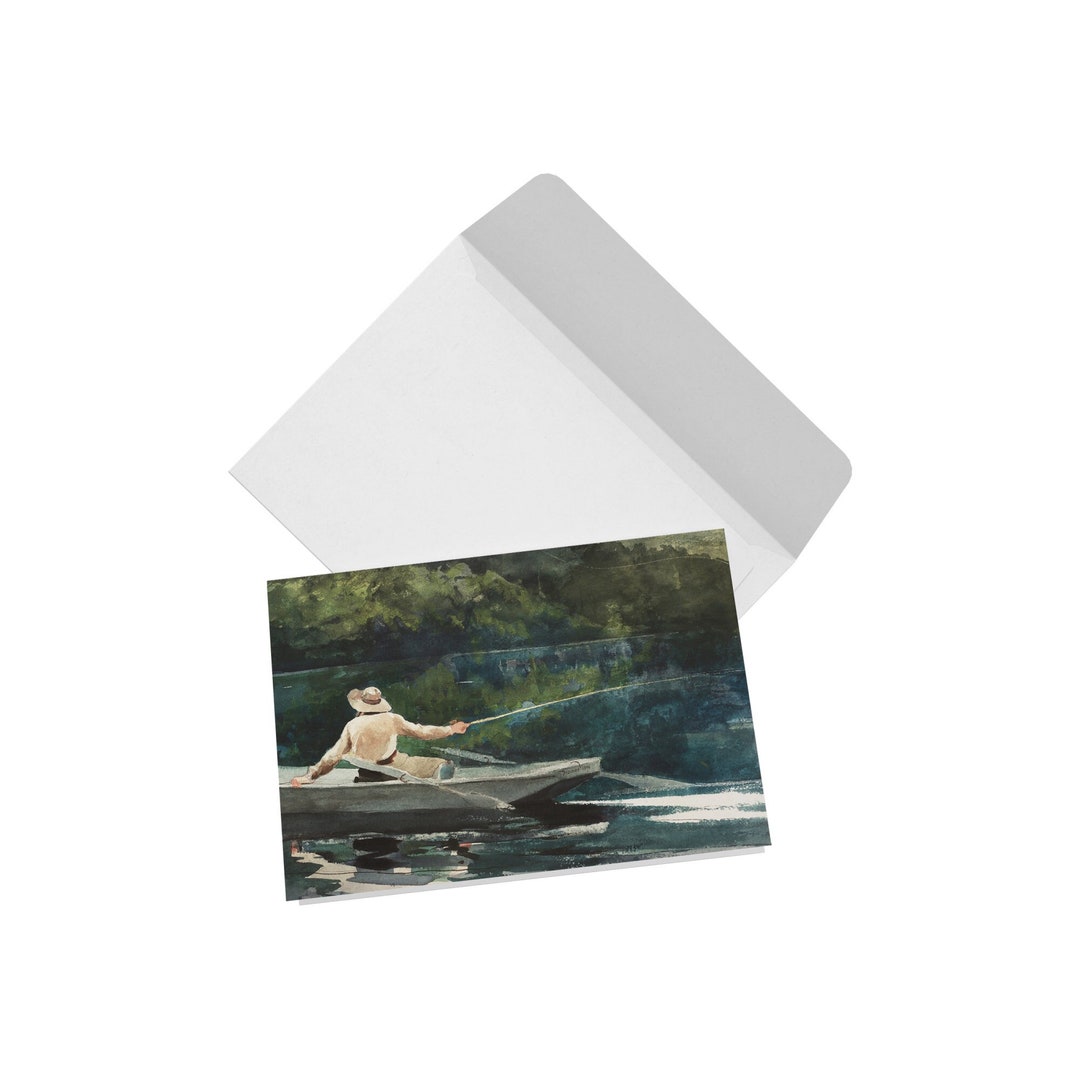 Fisherman Note Cards, 10 Piece Pack Set, Fishing Greeting Cards, Blank ...