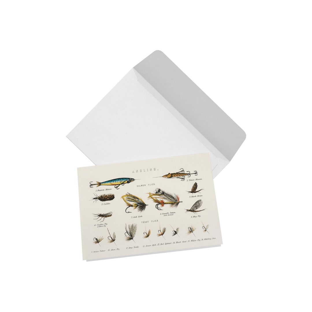 Fishing Note Cards, 10 Piece Pack Set, Fishing Lures Blank Cards ...