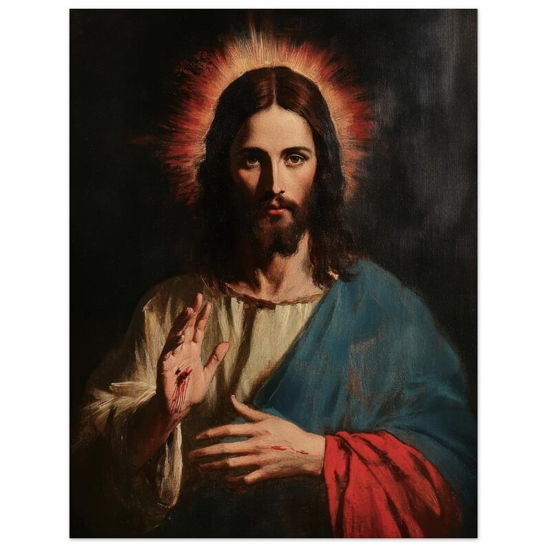 Jesus Christ Vintage Oil Painting Art Print, Yeshua Moody Portrait ...