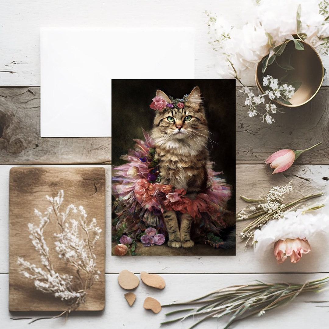 Cat Ballerina Cards, 10 Piece Pack Set, Cat Blank Cards, Birthday Card ...