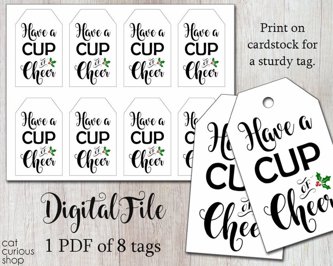 Digital File Have a Cup of Cheer Christmas Gift Tags Colored - Etsy