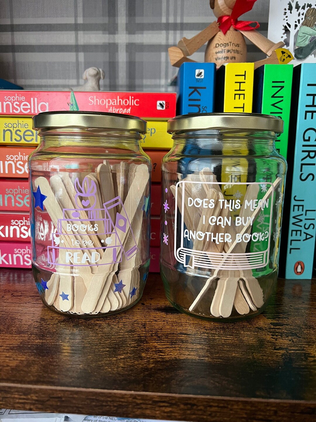 Books to Be Read and Tracker Glass Jars With Gold Lid - Etsy