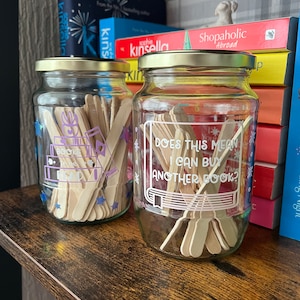 Books to Be Read and Tracker Glass Jars With Gold Lid - Etsy