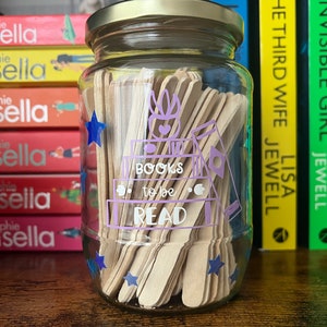 Books to Be Read and Tracker Glass Jars With Gold Lid - Etsy