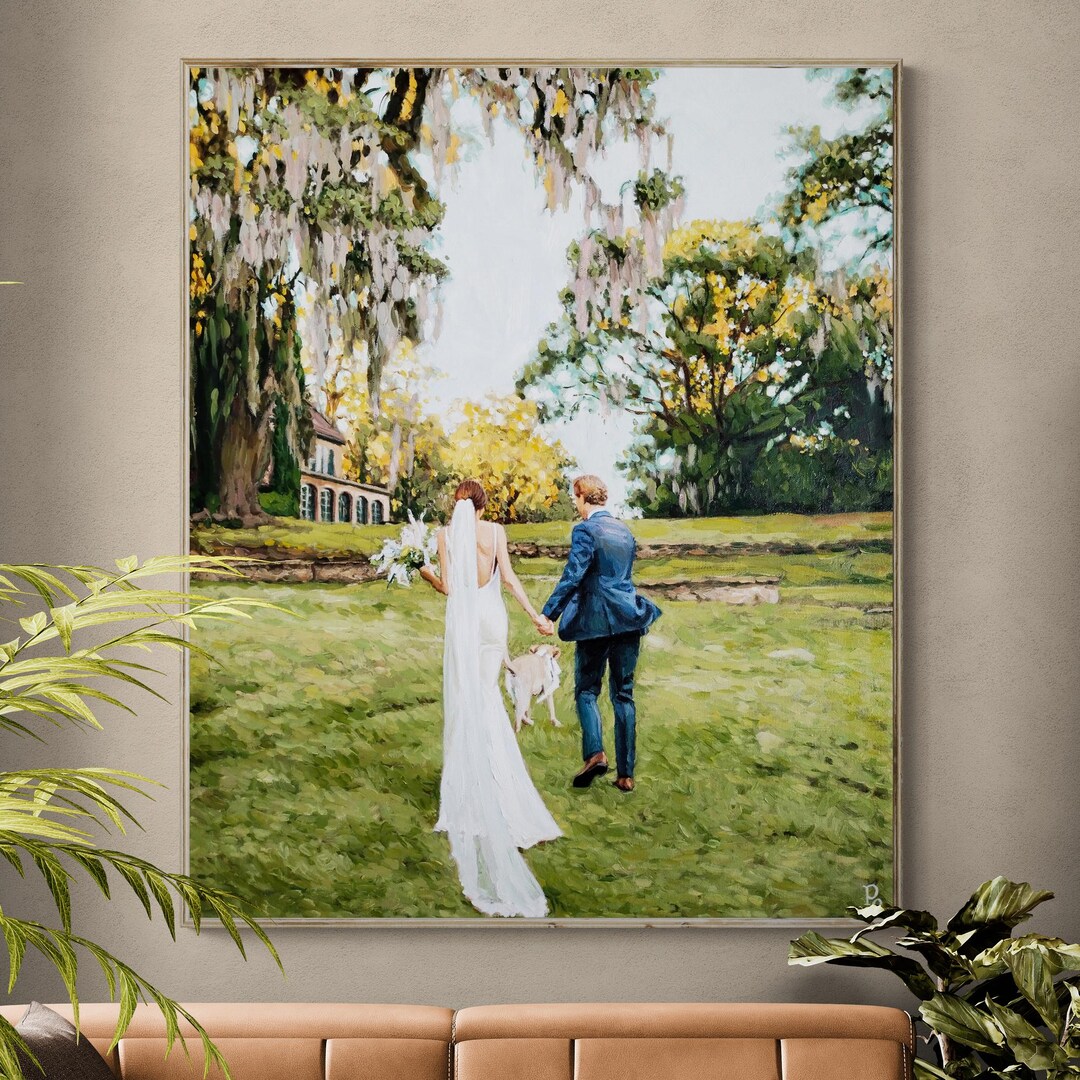 Custom Wedding Oil Painting on Canvas From Photo, Commission Bride and ...