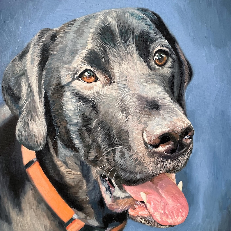 Custom Dog Portrait From Photo, Hand Painted Oil Portrait Painting on ...