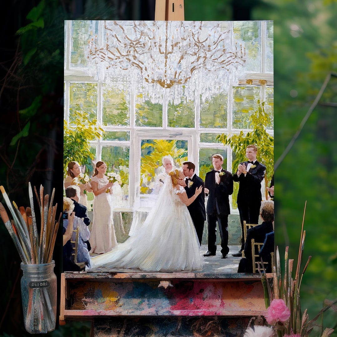 Wedding Oil Painting From Photo, Custom Wedding Portrait on Canvas ...