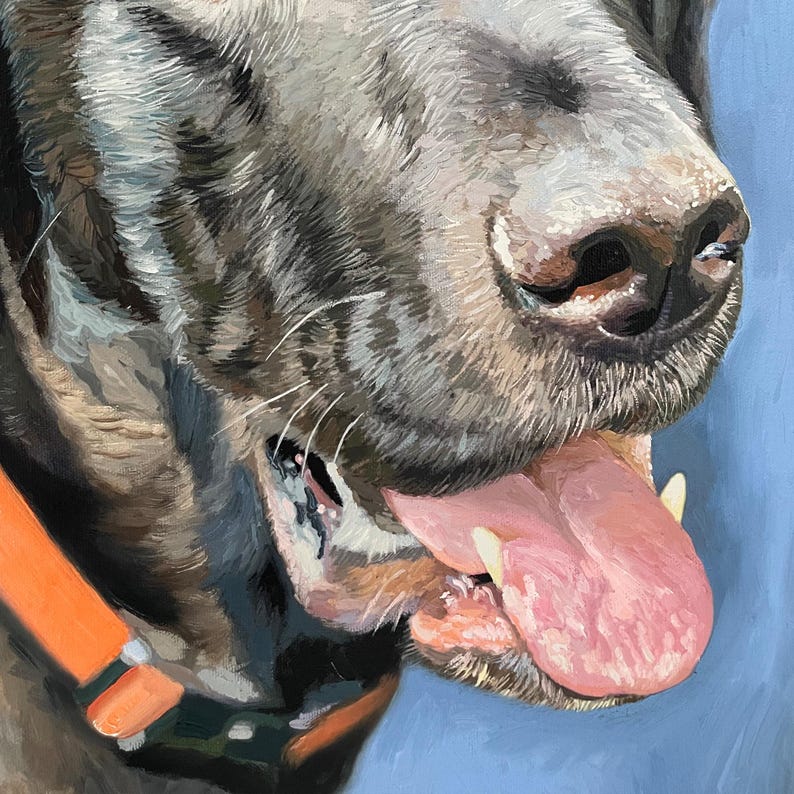 Custom Dog Portrait From Photo, Hand Painted Oil Portrait Painting on ...