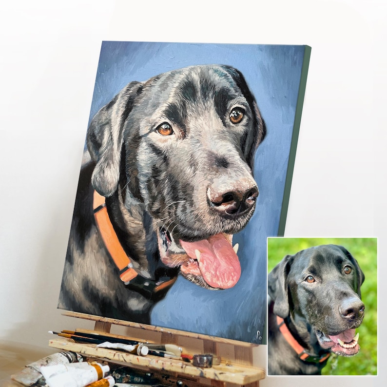 Custom Dog Portrait From Photo, Hand Painted Oil Portrait Painting on ...
