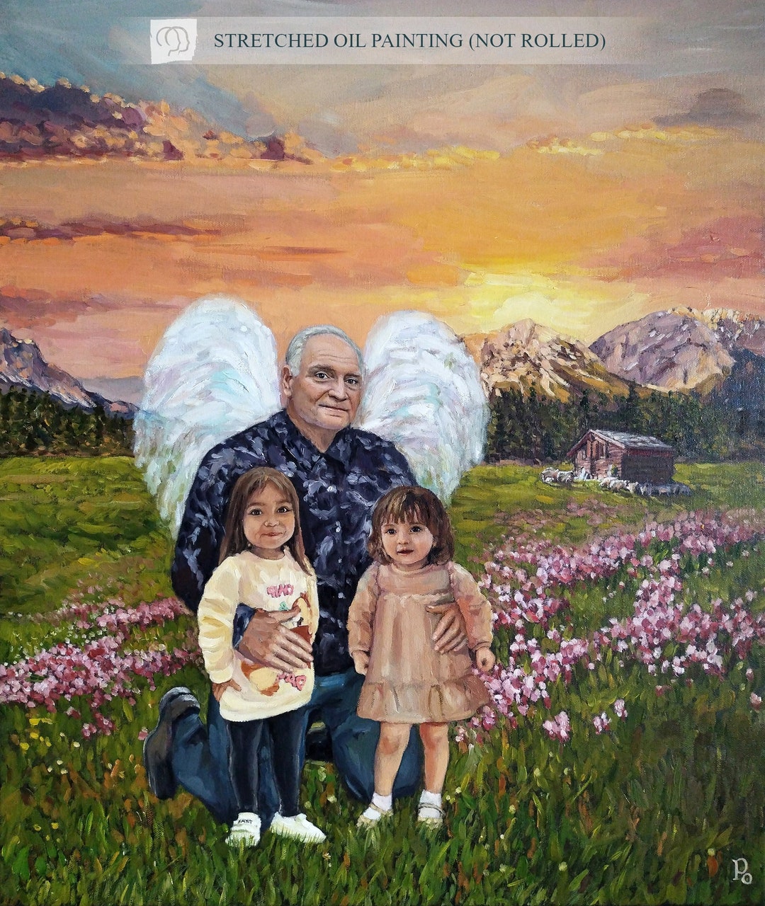 Commission Children Oil Portrait on Canvas, Custom Landscape Painting ...