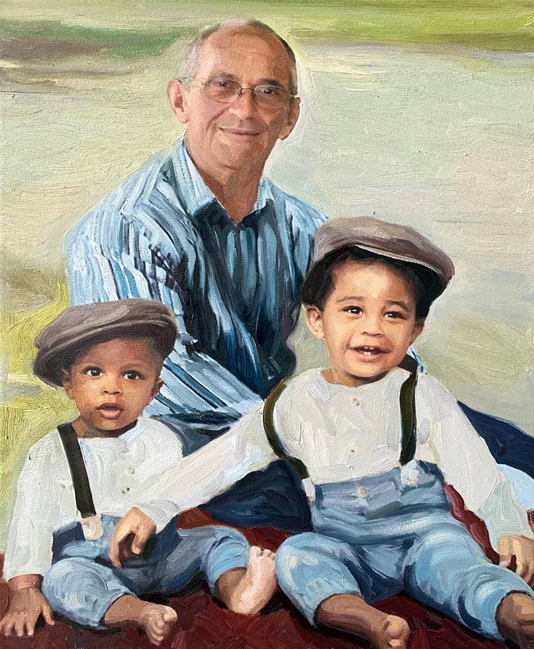 Commission Family Oil Portrait Painting on Canvas From Photo, Custom ...
