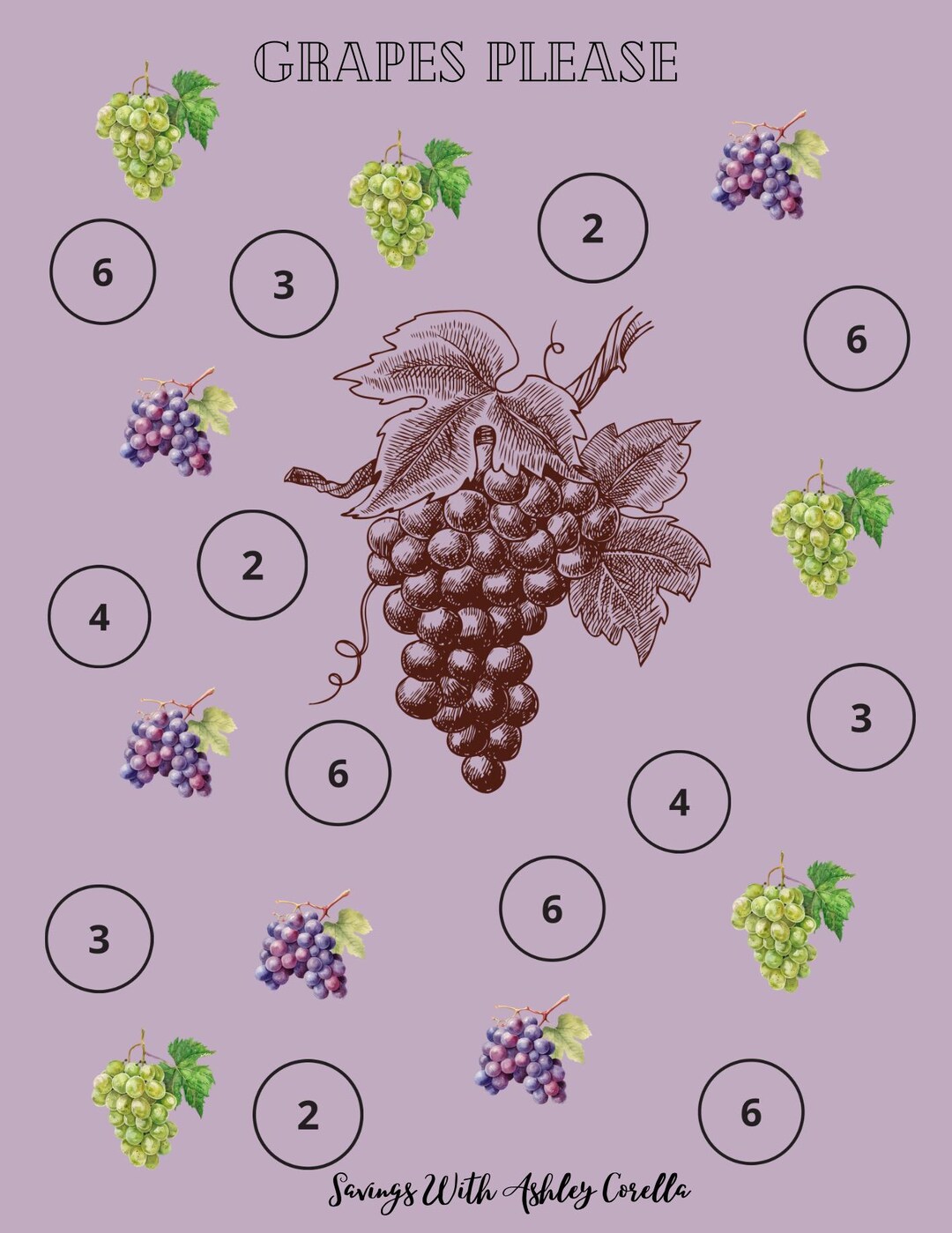 Grapes Color by Number Game (digital Download) - Etsy