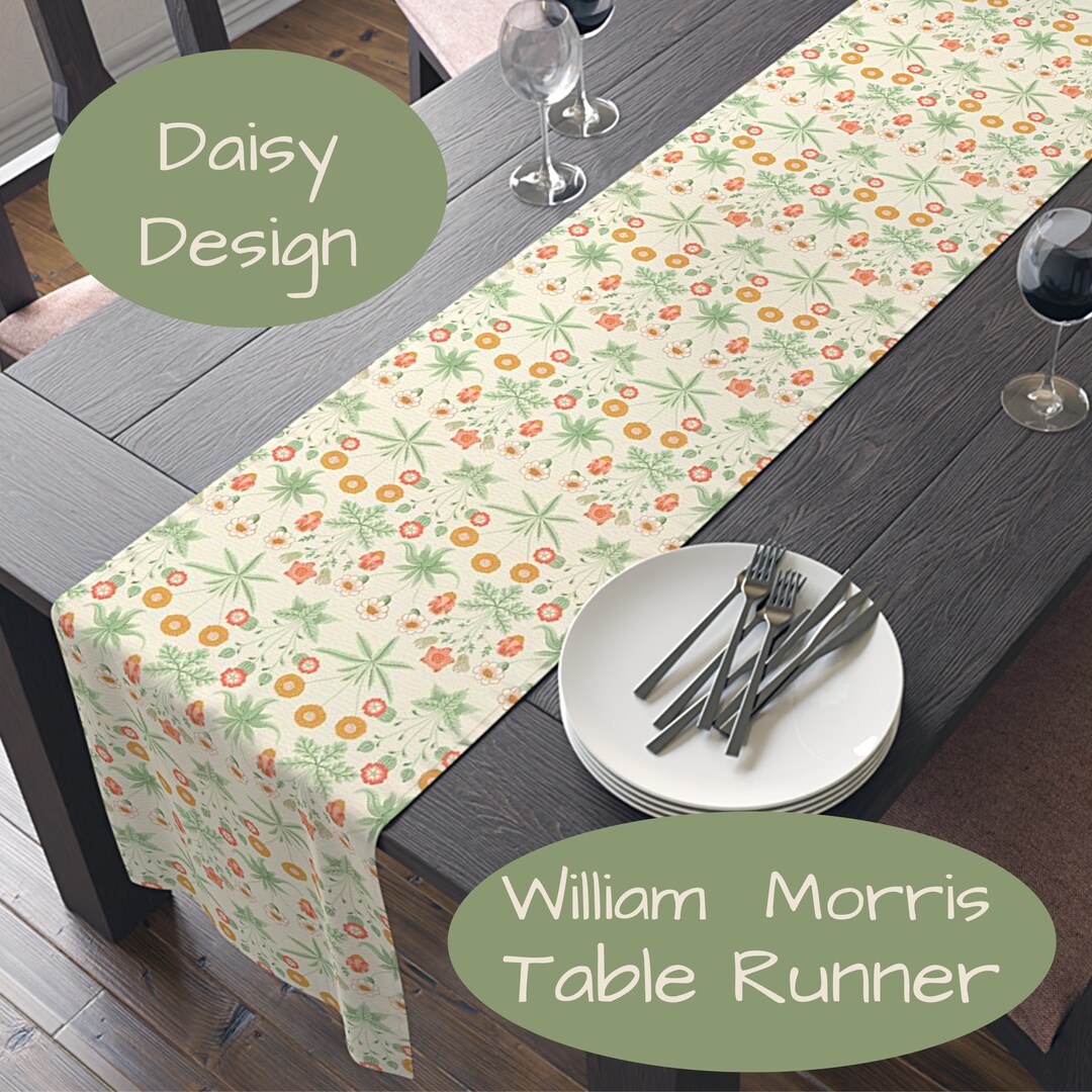 William Morris Daisy Pattern Table Runner, 72 or 90 Inches, Easy Care ...