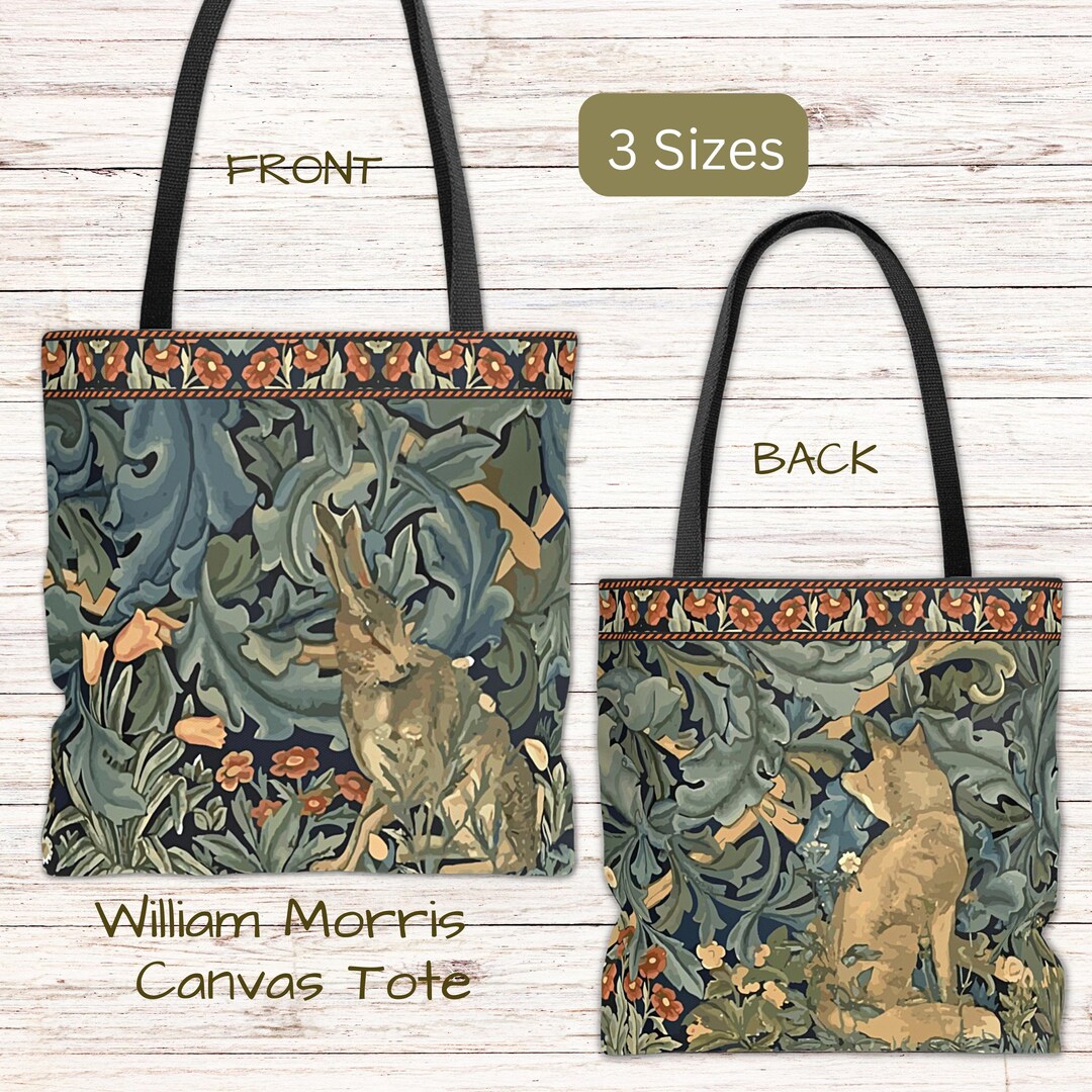 William Morris Tote Bag, Hare in the Forest Tapestry, Made in USA, 3 ...