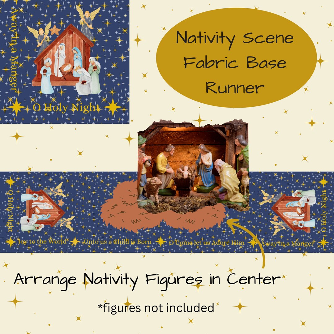 Nativity Scene Runner, 72 Inch Long, Easy Care Polyester, Printed in ...