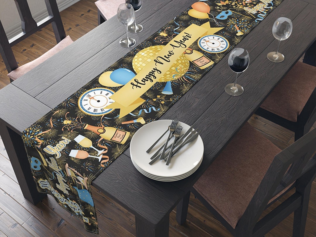 New Years Table Runner 72 or 90 Inches Easy Care Polyester - Etsy