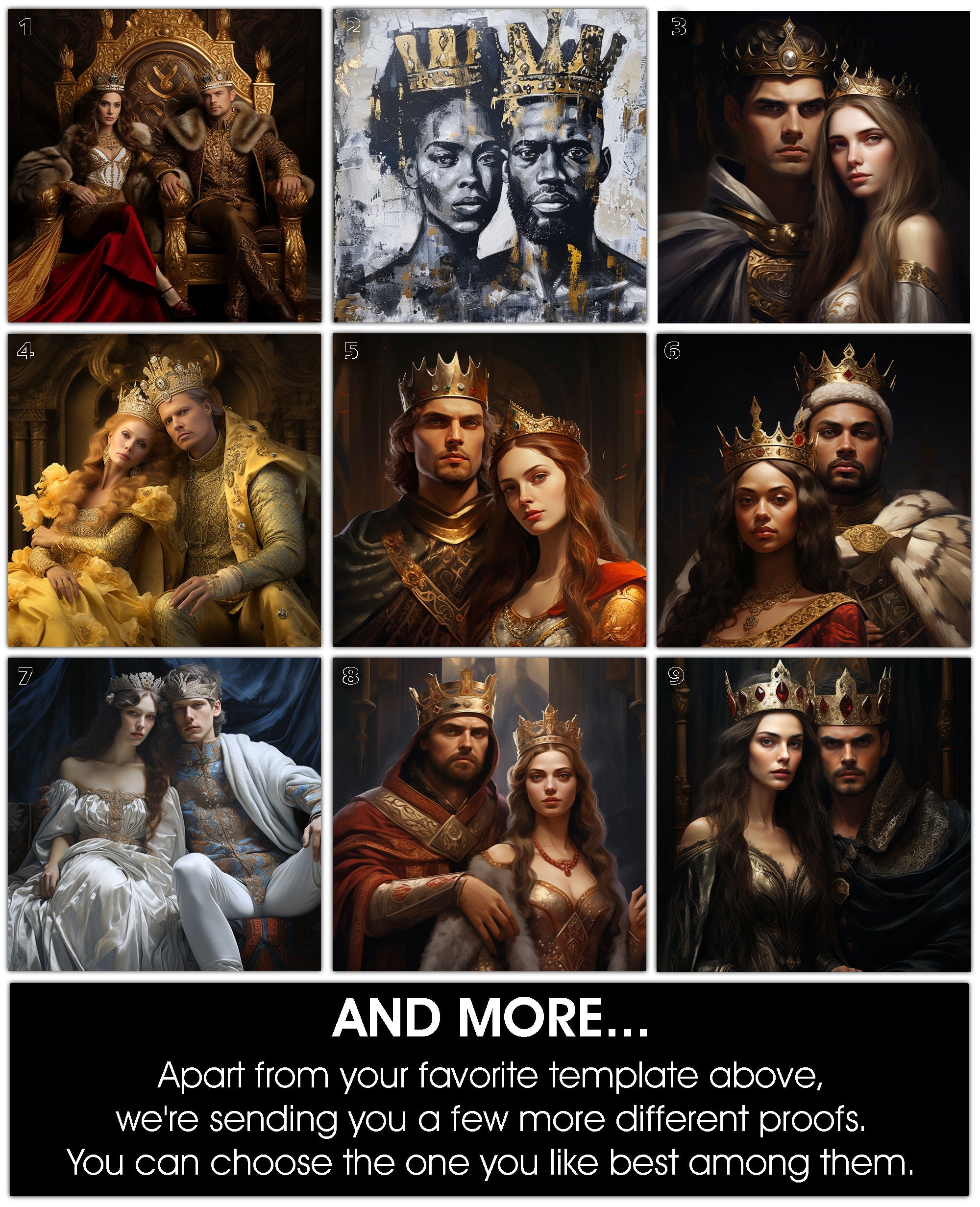 Personalized King and Queen Portraits, Custom Royal Couple Art, Custom ...