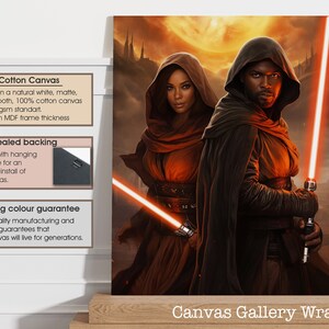 Custom Star Wars Jedi Couple Portraits, Personalized Star Wars Couple ...