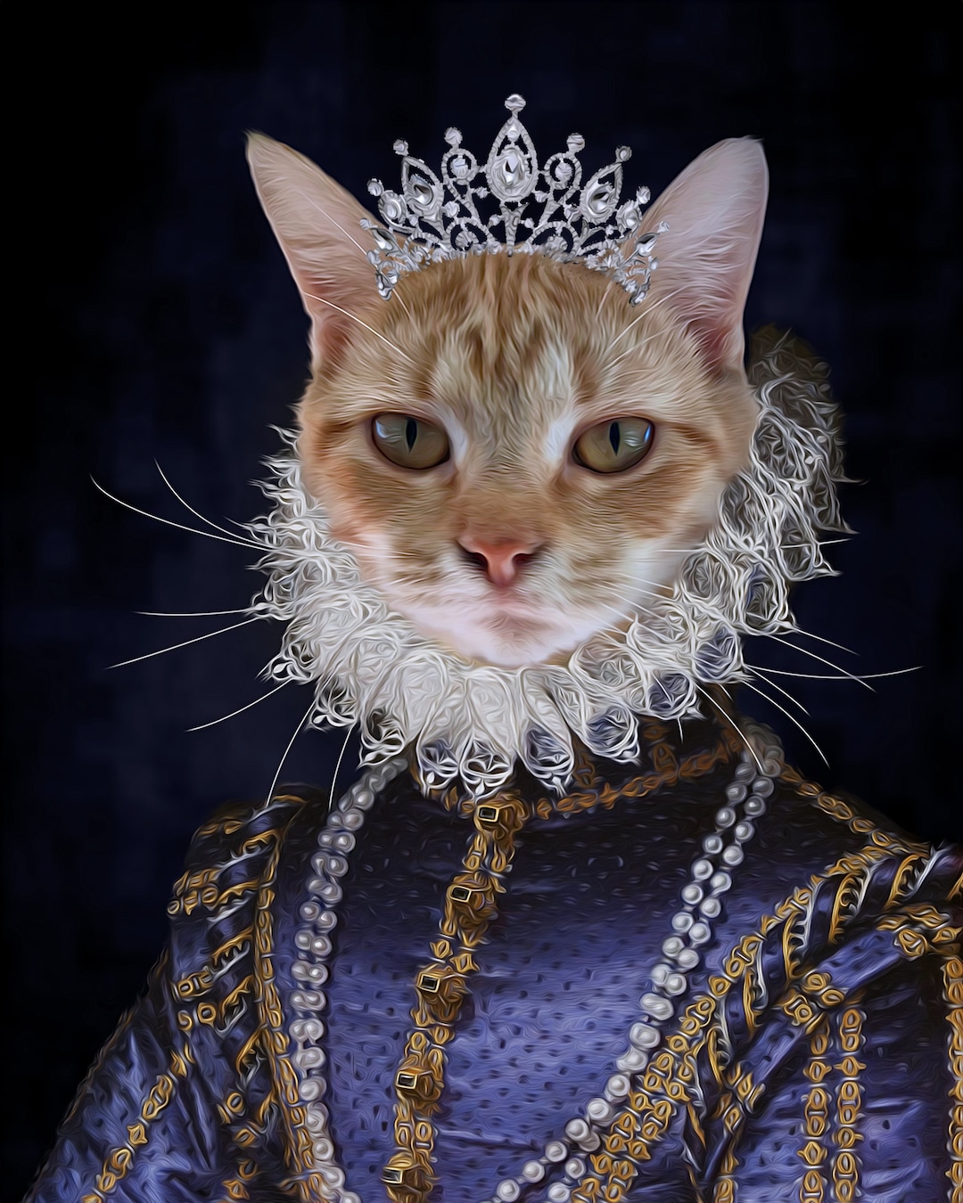 Custom Princess Dog Portrait, Custom Queen Pet Portrait, Custom Royal ...