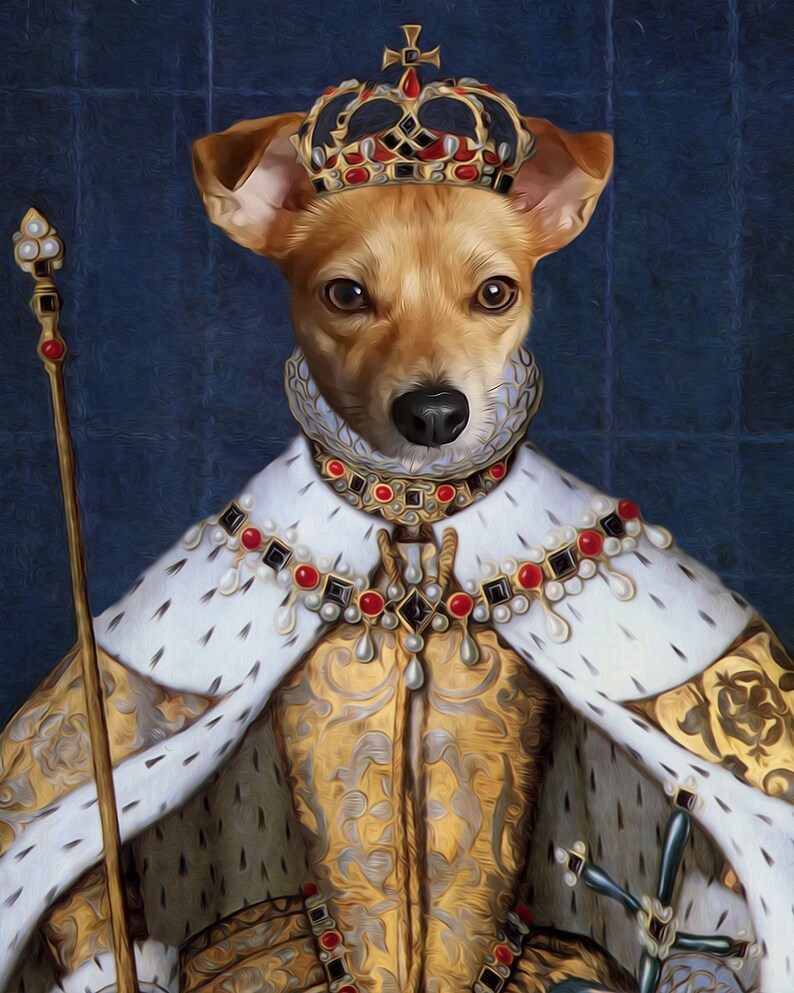 Custom Dog Portrait Princess Cat Portrait Queen Pet | Etsy