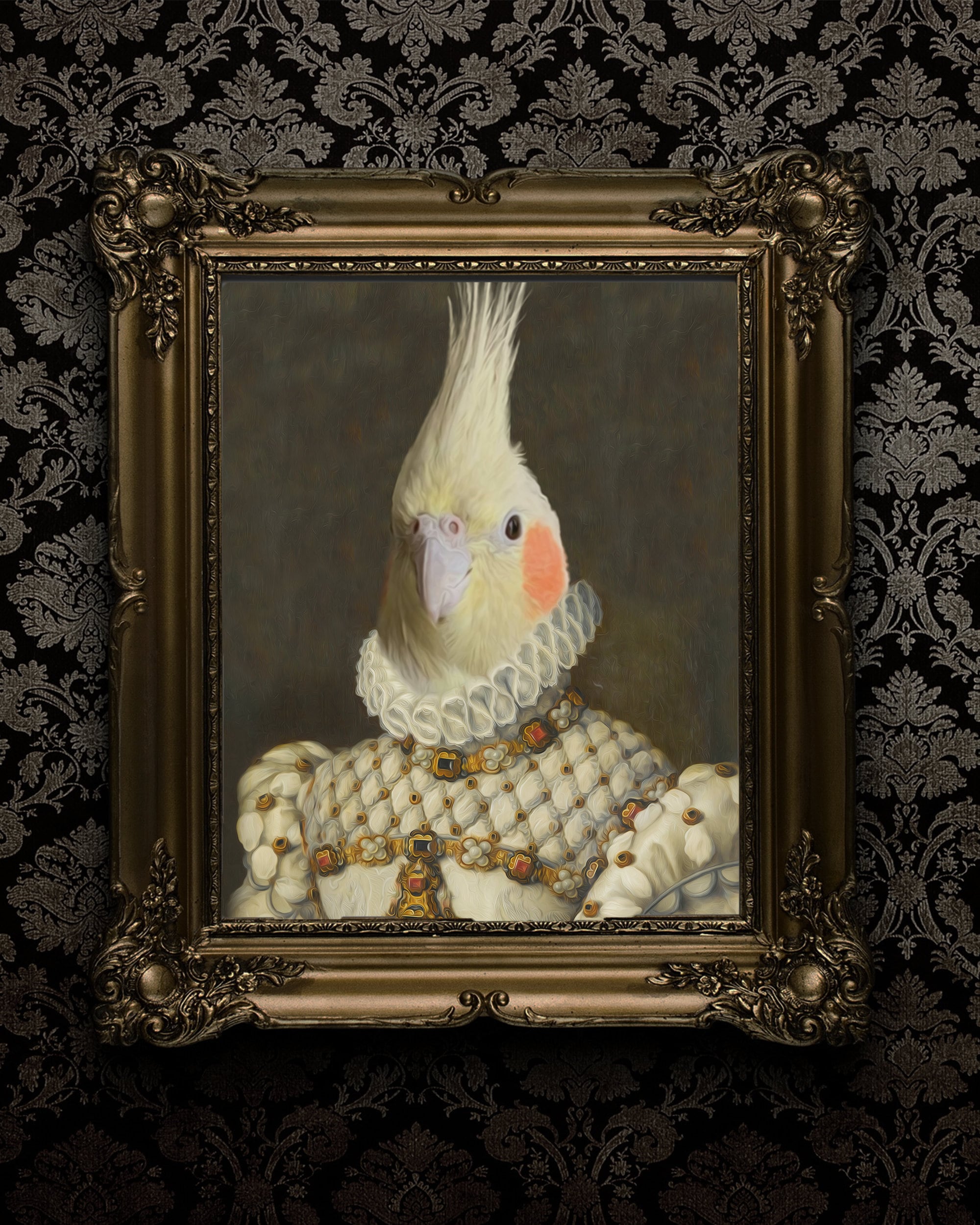 Custom Cockatiel Bird Portrait Royal Pet Portraitcustom - Etsy