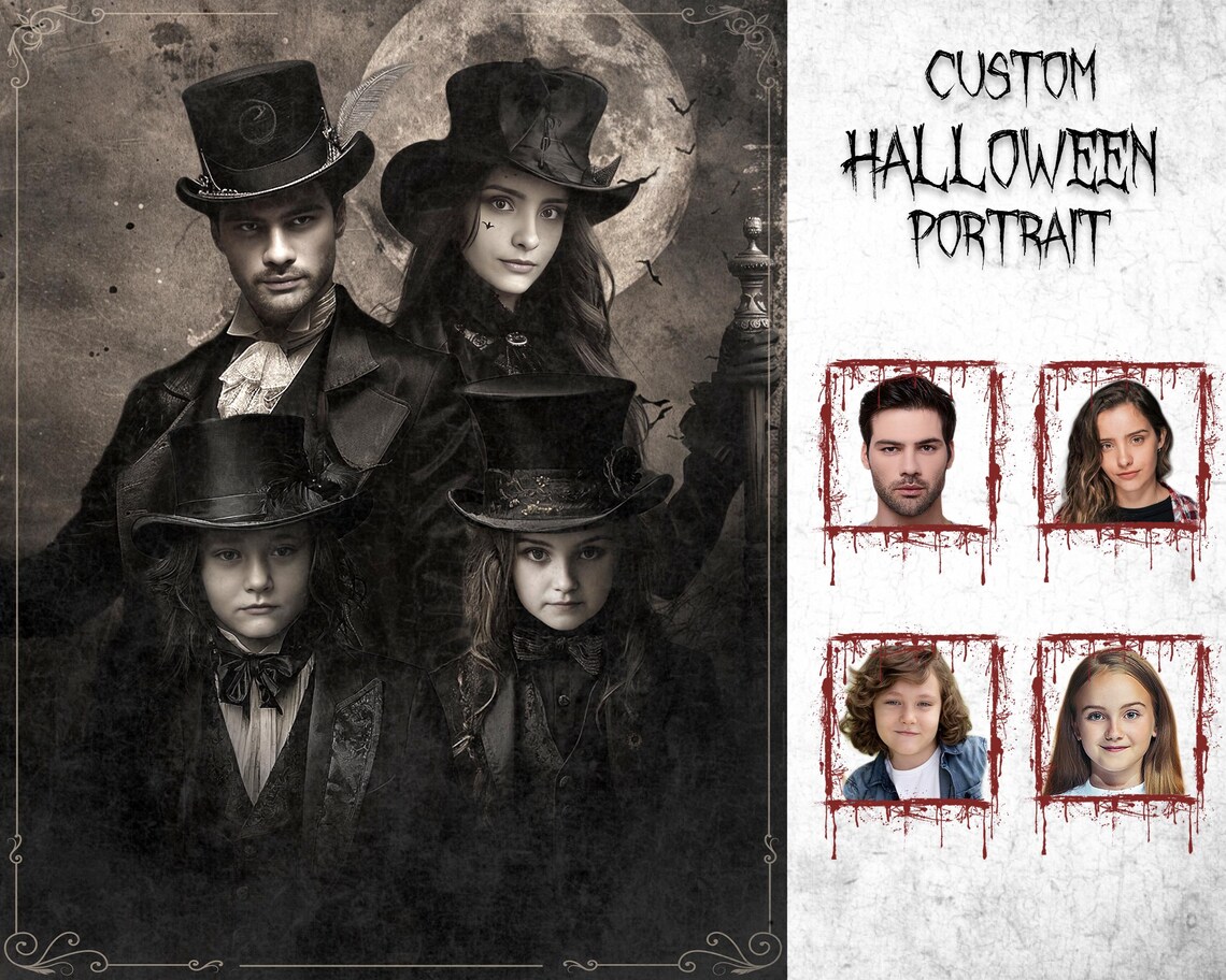 Custom Halloween Family Portraits, Custom Halloween Gifts, Spooky ...