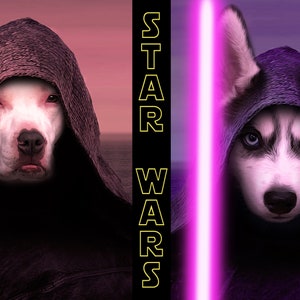 Custom Star Wars Pet Portrait, Luke Skywalker Dog Portrait, Star Wars ...