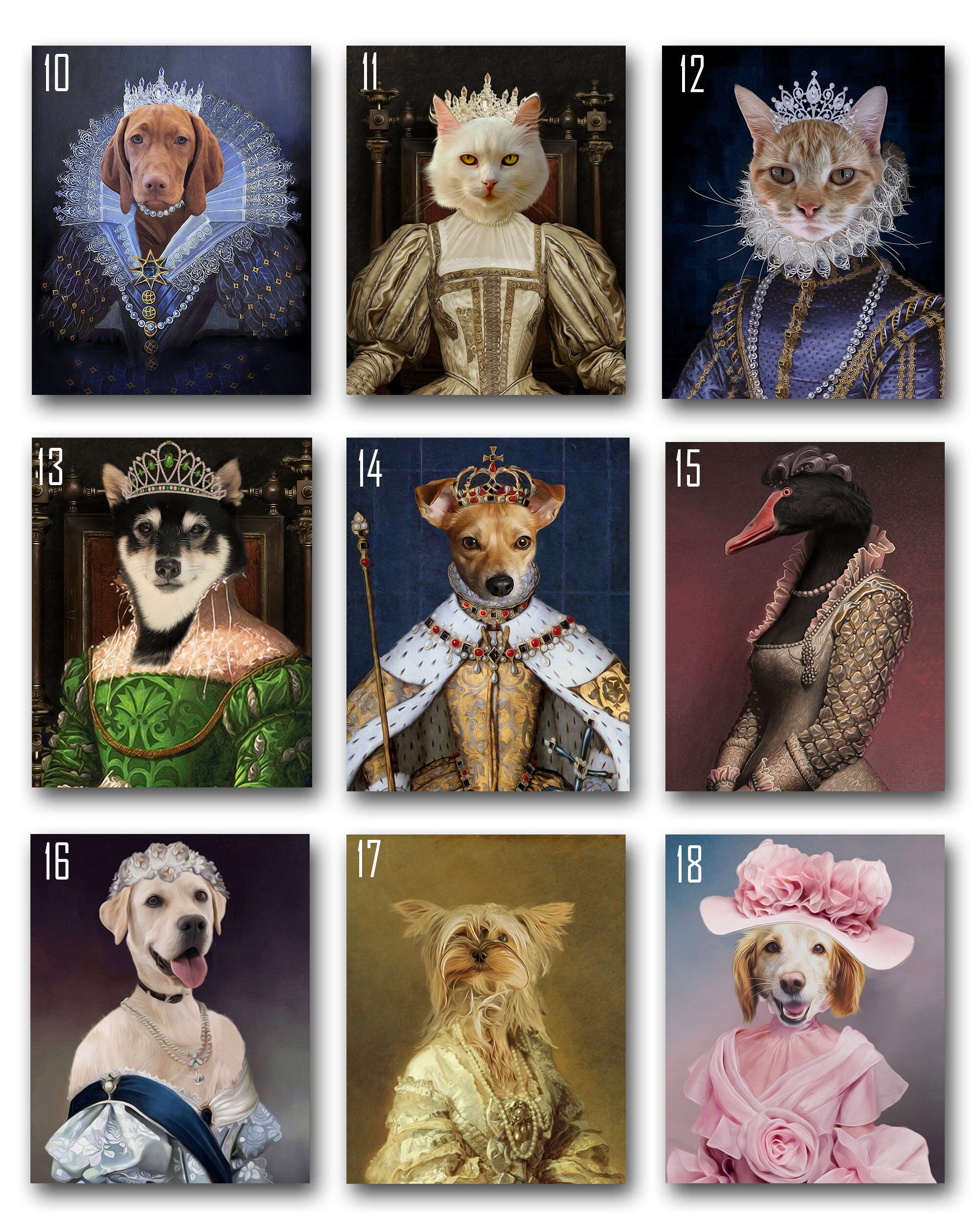Custom Dog Portrait Princess Cat Portrait Queen Pet - Etsy