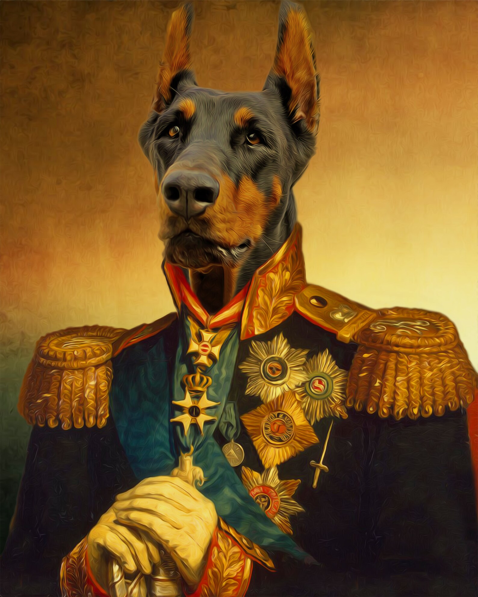 Admiral Dog Canvas,renaissance Dog Portrait,general Dog Portrait,custom ...
