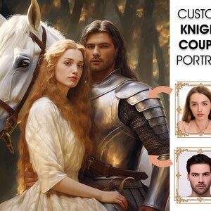 Custom Romantic Knight Paintings, Personalized Knight Couple Portraits ...