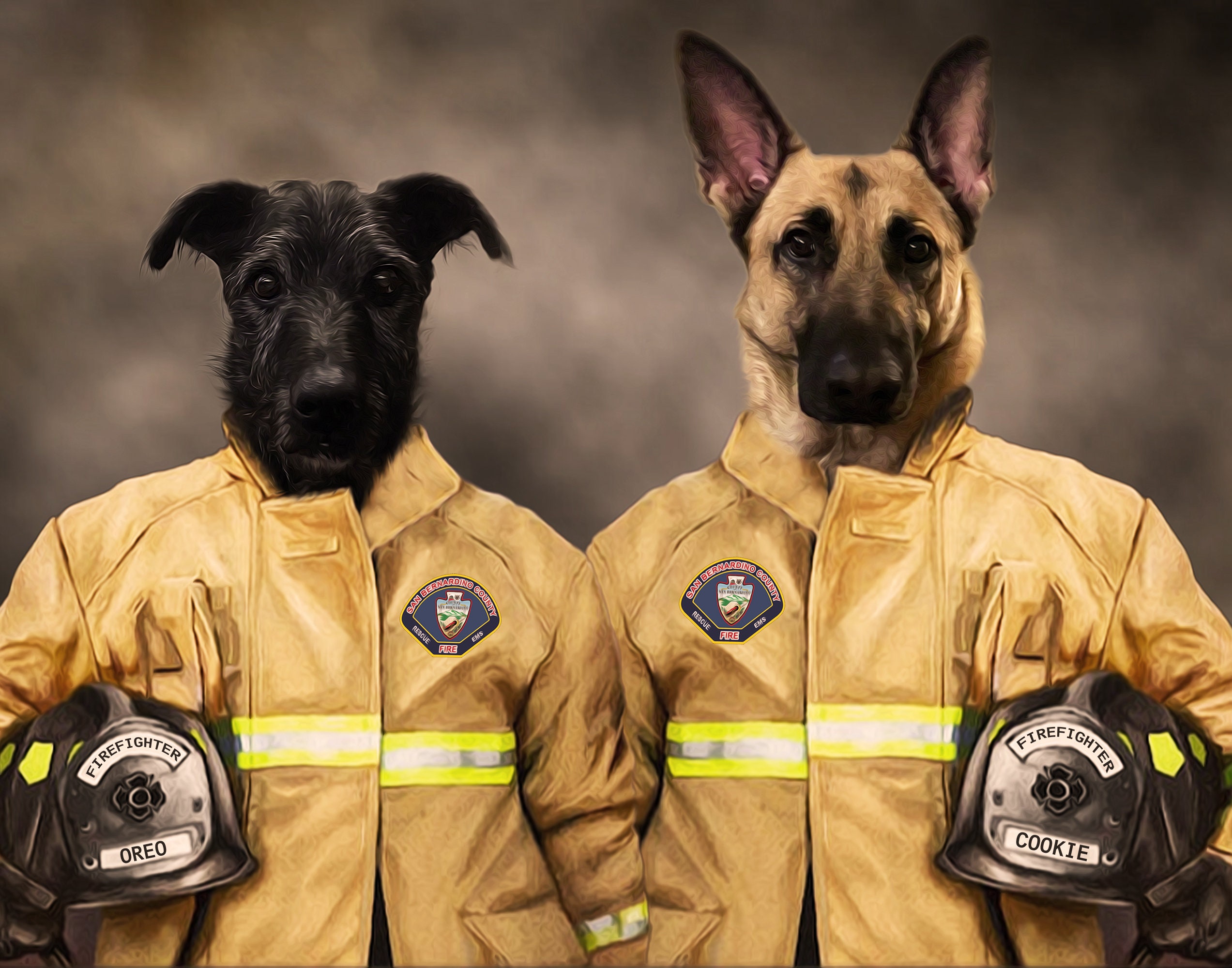 Custom Firefighter Pet Portrait Custom Firefighter Dog | Etsy