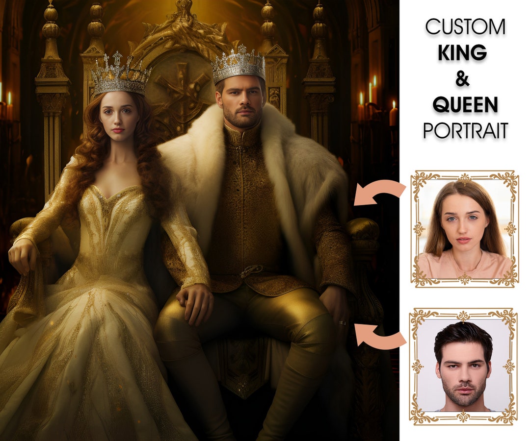Personalized Royal Couple in Stunning Portraits, Customize Your Royalty With King and Queen Art ...