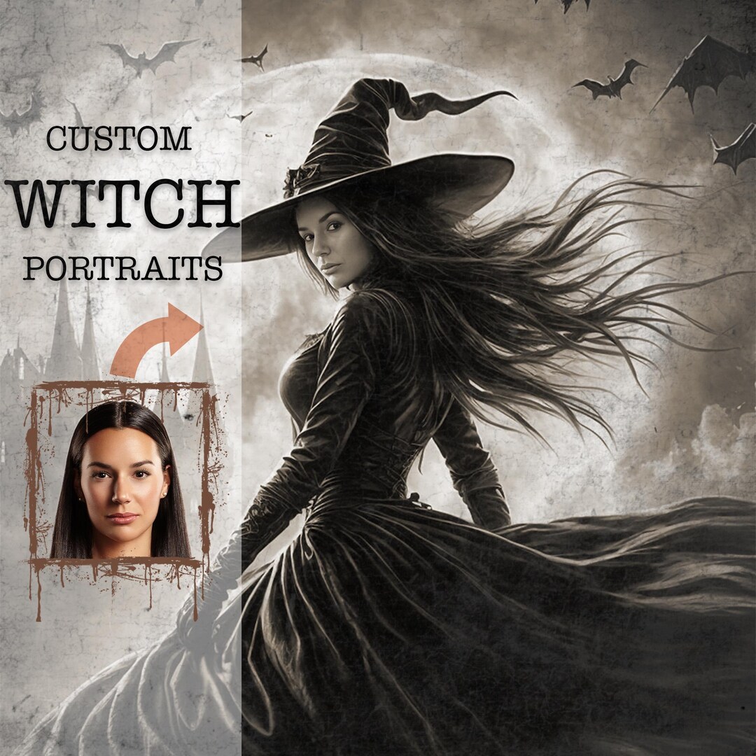 Custom Halloween Witch Portraits, Unique Spooky Gift Ideas, Custom ...