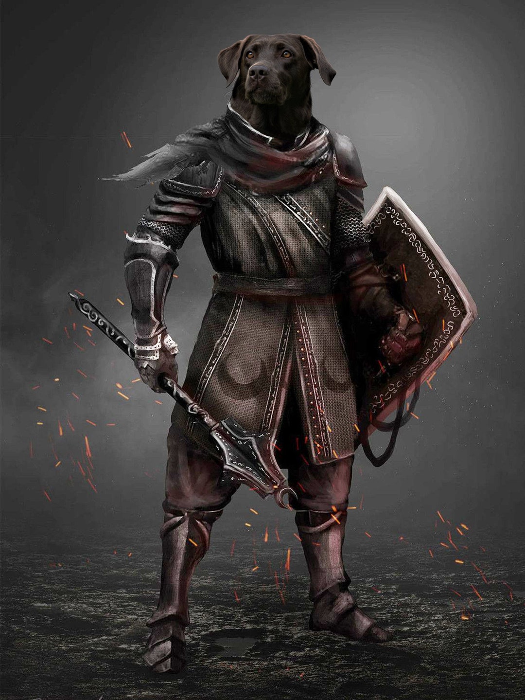 Custom Warrior Dog Portrait, Fighter Dog Portrait, Custom Pet Portrait ...