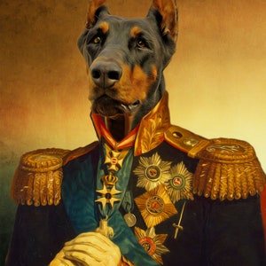 Admiral Dog CanvasRenaissance Dog PortraitGeneral Dog | Etsy
