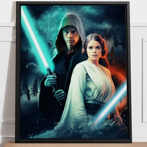 Custom Star Wars Jedi Couple Portraits, Personalized Star Wars Couple ...