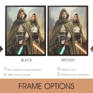 Personalized Jedi Couple Portrait, Custom Sci-fi Couple Art, Galaxy ...