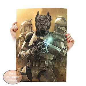 Custom Star Wars Pet Portrait, Luke Skywalker Dog Portrait, Star Wars ...