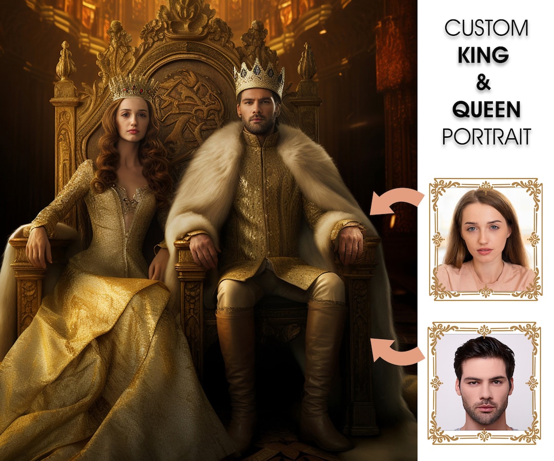 The Majesty of Personalized King and Queen Portraits, Custom Royal ...
