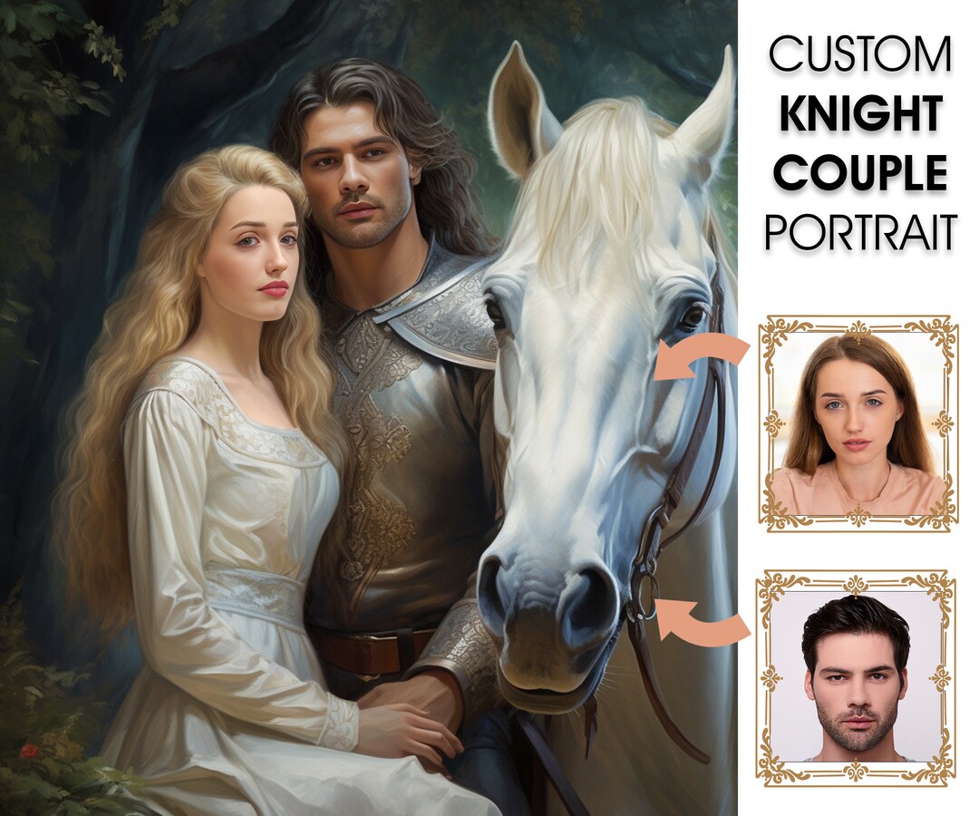 Personalized Historical Knightly Couple Art, Custom Knights in Love ...