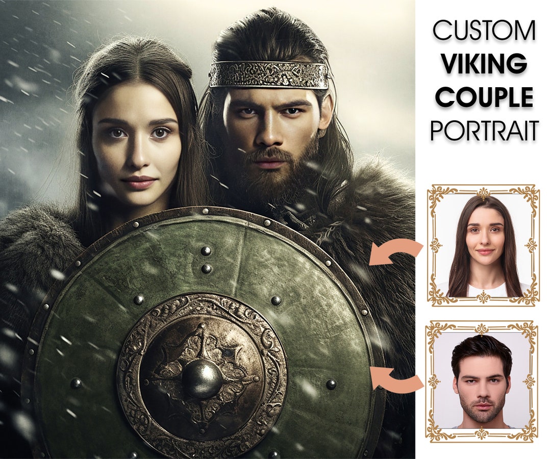 Custom Couple Viking Portraits, Personalized Viking Art for Couples ...