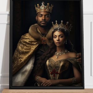 Regal Custom King and Queen Portraits, Personalized Royal Couple Art ...