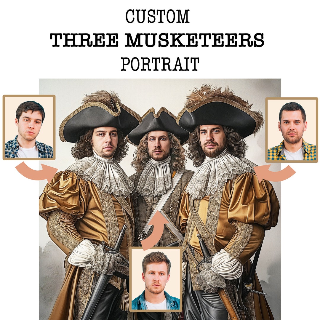 Custom Three Musketeers Portrait, Personalized Three Musketeers Art ...