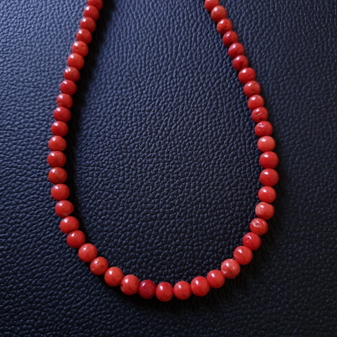 Mediterranean Italian Red Coral Beads, Red Coral Round Beads, 100% ...