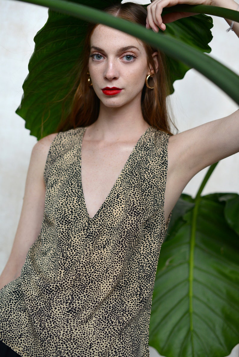 Leopard Print Top With Low V to Back and Front. - Etsy